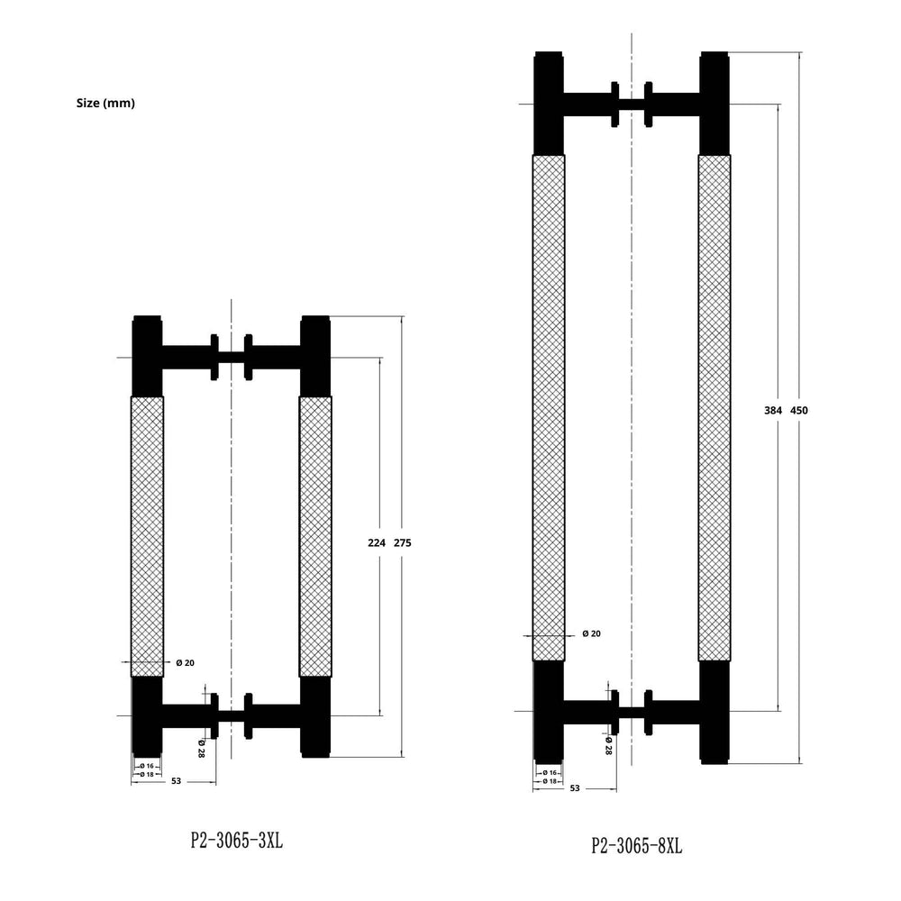 Pull bar P3100Z | Ribbed | Brass (SET) – Decor Room